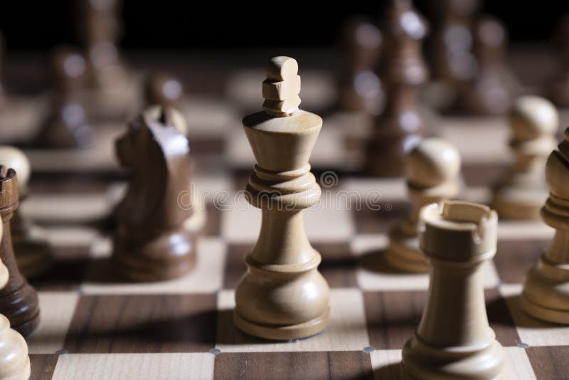 Chess Game. White and Black Pieces are Fighting for Victory. the ...