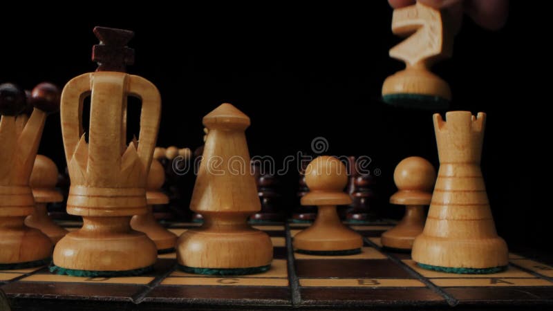 Chess Game. a Wooden Chess Pieces on a Chess Board in Lights and ...