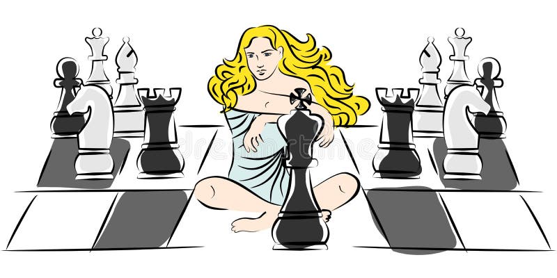 Chess and girl stock vector. Illustration of chessboard - 72033564
