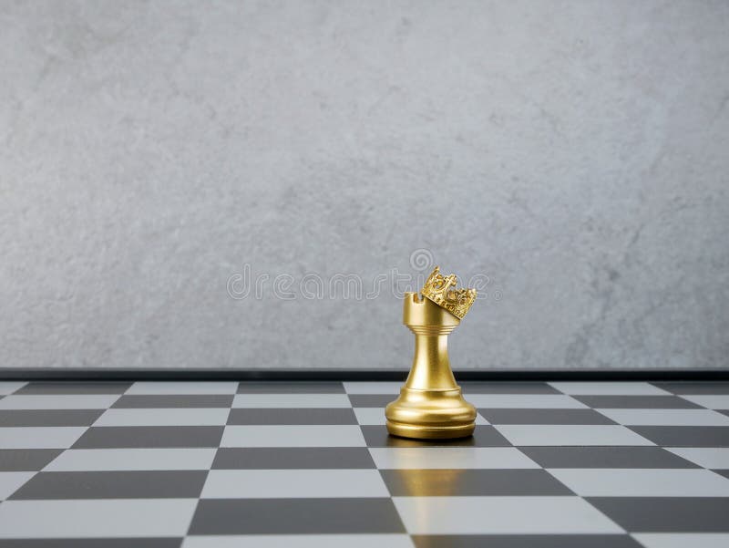 Chess Gold Rook with a Crown on Board. Selective Focus Stock Photo ...