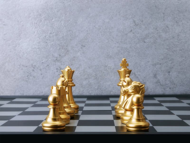 Chess Golden Set on Board Game. Teamwork Concepts Stock Photo - Image ...