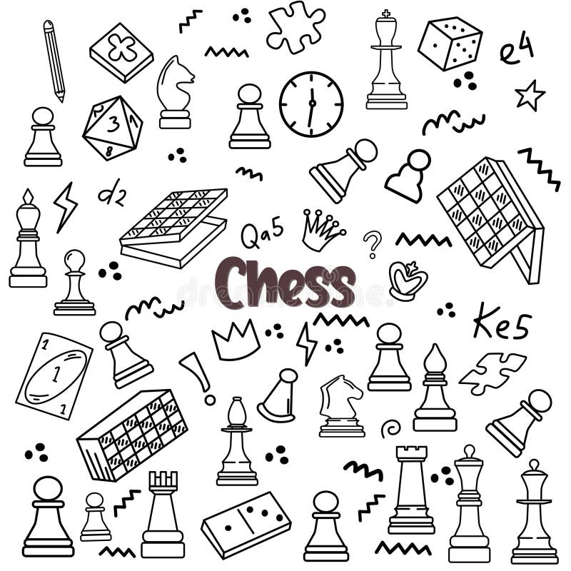 Chess Hand Drawn Doodle Cartoon Set Element Decoration Set Stock Vector ...