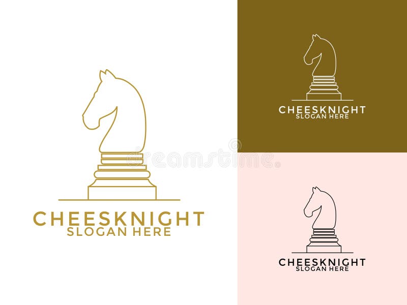 Chess Horse Luxury Logo Template, Line Art Knight Chess Piece Symbol ...