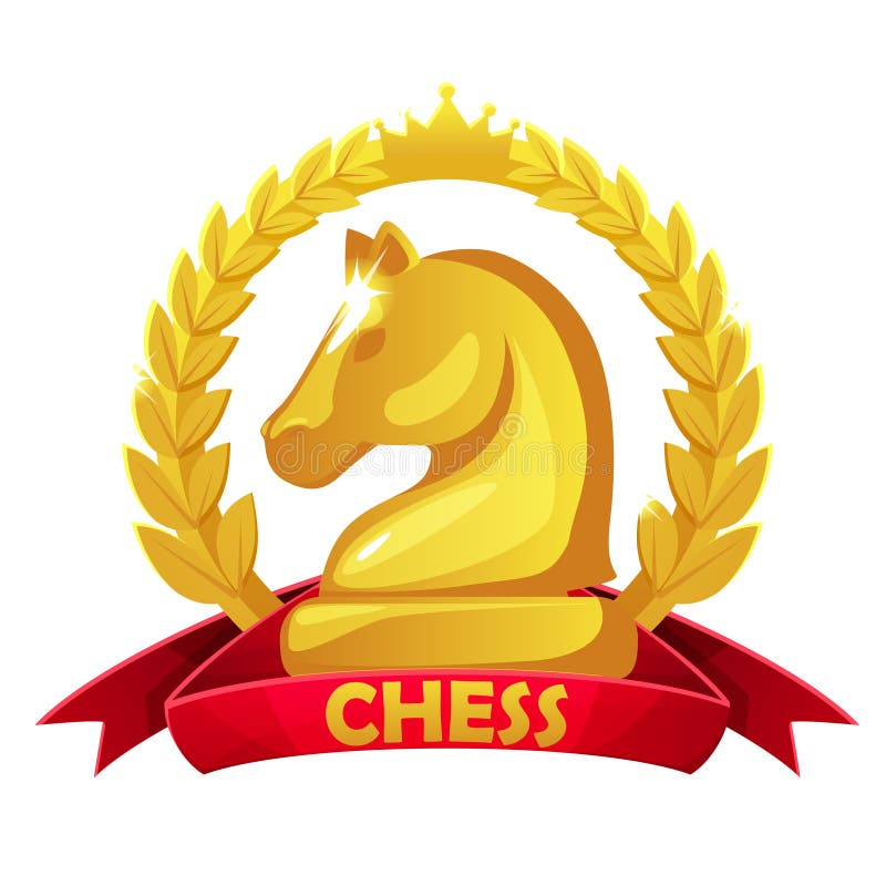Chess Icon with Knight Chess Figure and Red Ribbon Stock Vector ...