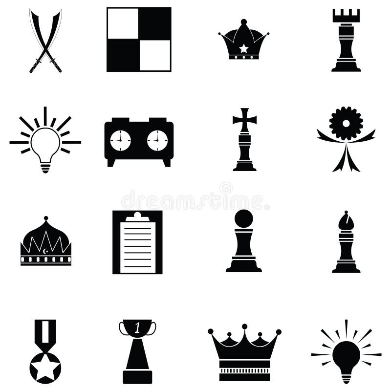 Chess icon set stock vector. Illustration of bishop - 107347231