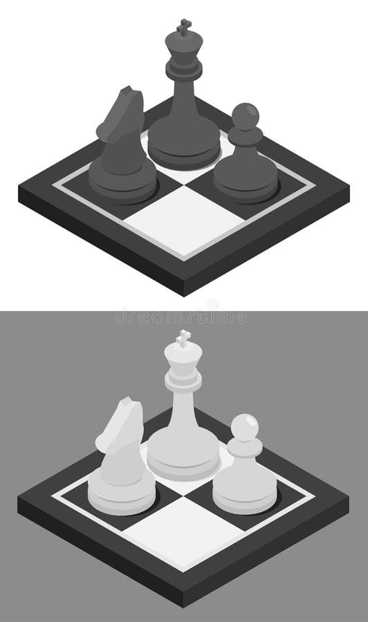 Chess Isometric View of Pieces on a Wooden Chessboard is a Strategic ...