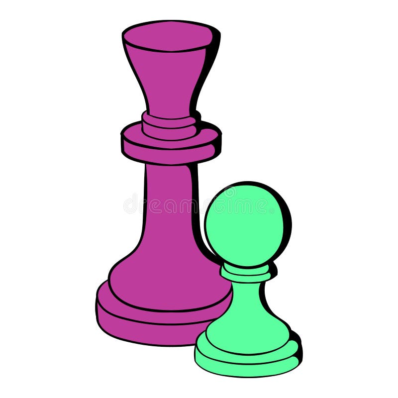 Chess King and Chess Pawn Icon Cartoon Stock Vector - Illustration of ...