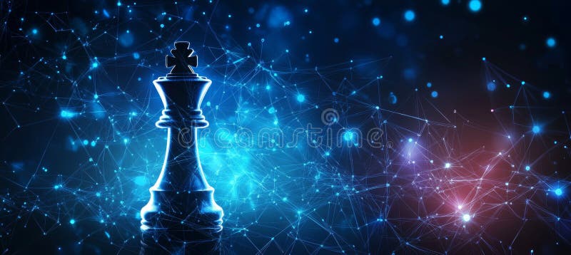 Chess King on Digital Network Background, Leadership, Strategy, and ...