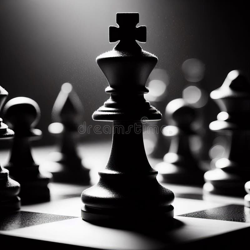 Chess King in Focus with Dramatic Lighting and Bokeh Stock Photo ...