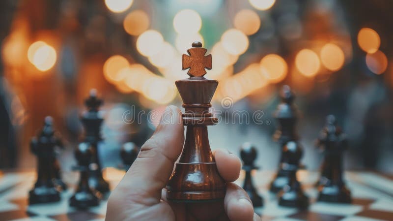 Chess King in Hand with Blurry Background Stock Illustration ...