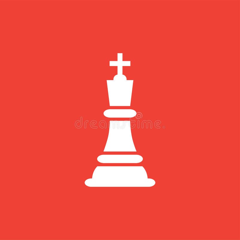 Chess King Icon on Red Background. Red Flat Style Vector Illustration ...