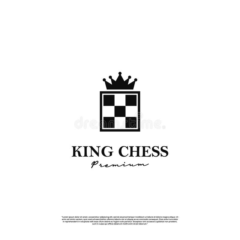 Chess King Logo Design Black and White Monochrome Icon, Chessboard with ...