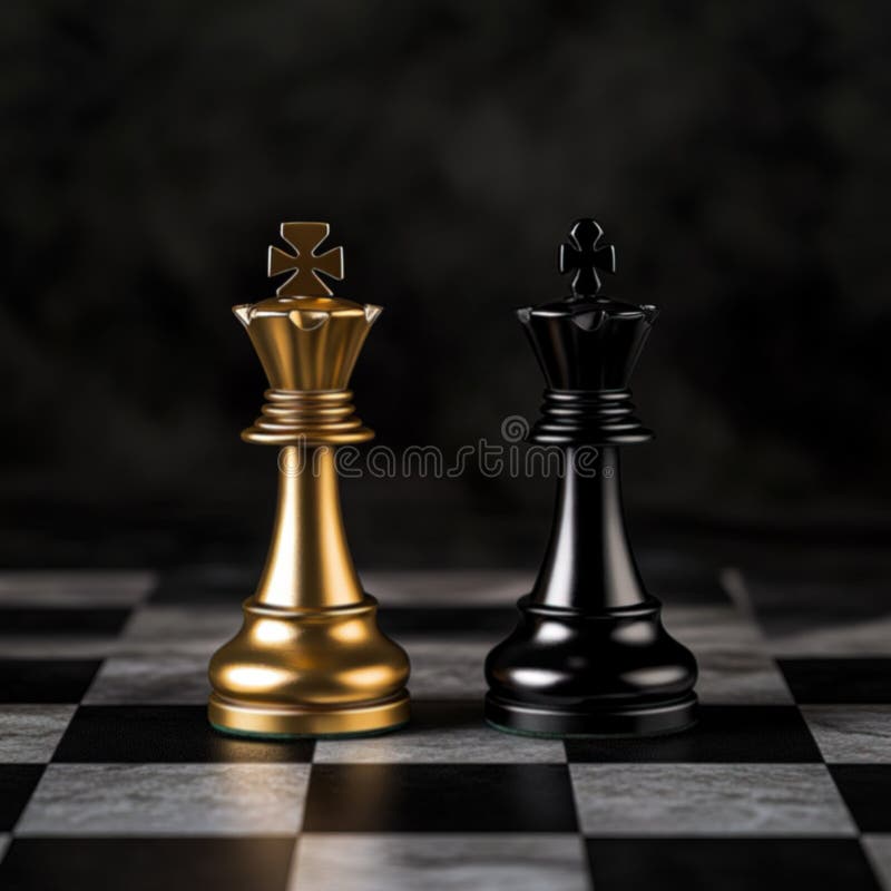 Chess King and Queen on Chess Board Stock Illustration - Illustration ...