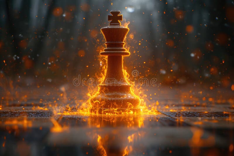 The Chess King S Piece is on Fire in the Street Stock Illustration ...