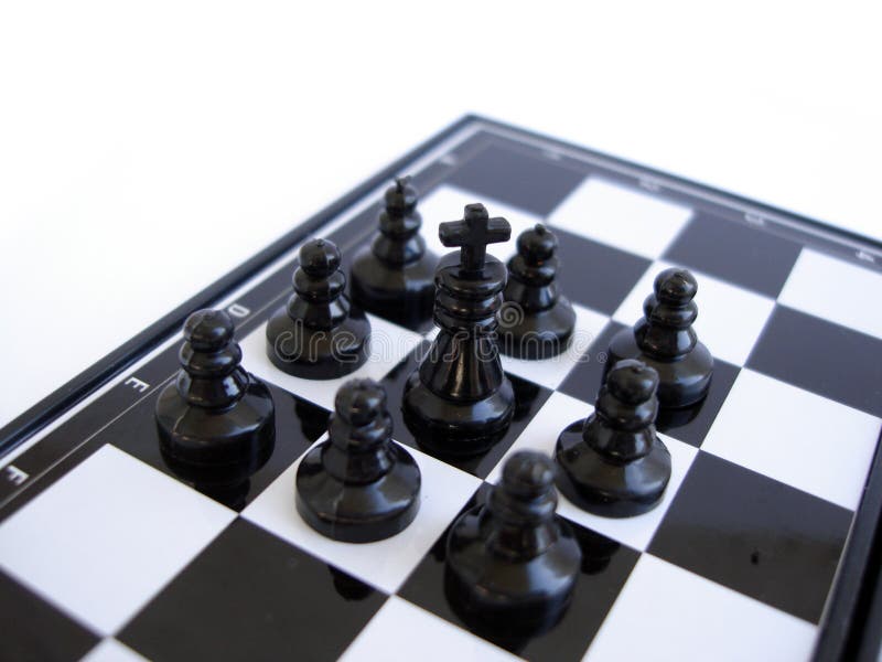 Chess King Stands on a Chess Board with Figures Stock Photo - Image of ...