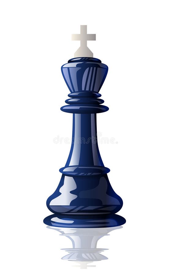 Chess King Strategy Concept Blue Piece Reflection on White Background ...