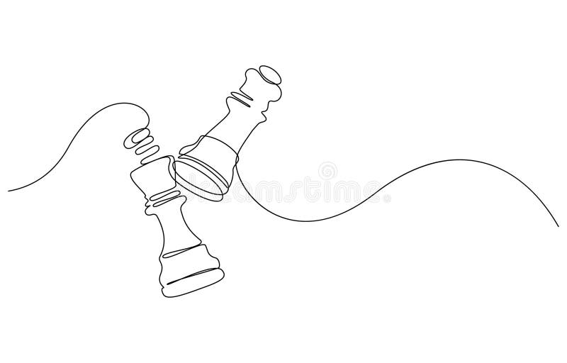 Chess Kings and Queen - Continuous Line Art Stock Illustration ...