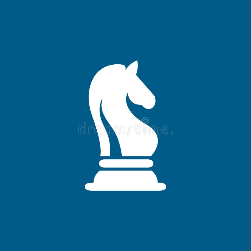 Chess Knight Line Blue Icon on White Background. Blue Flat Style Vector ...
