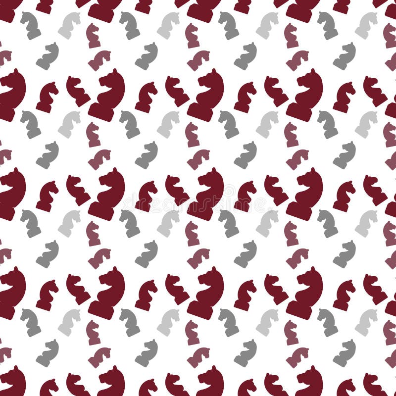 Chess Knight Seamless Pattern. Black and White Vector Illustration ...