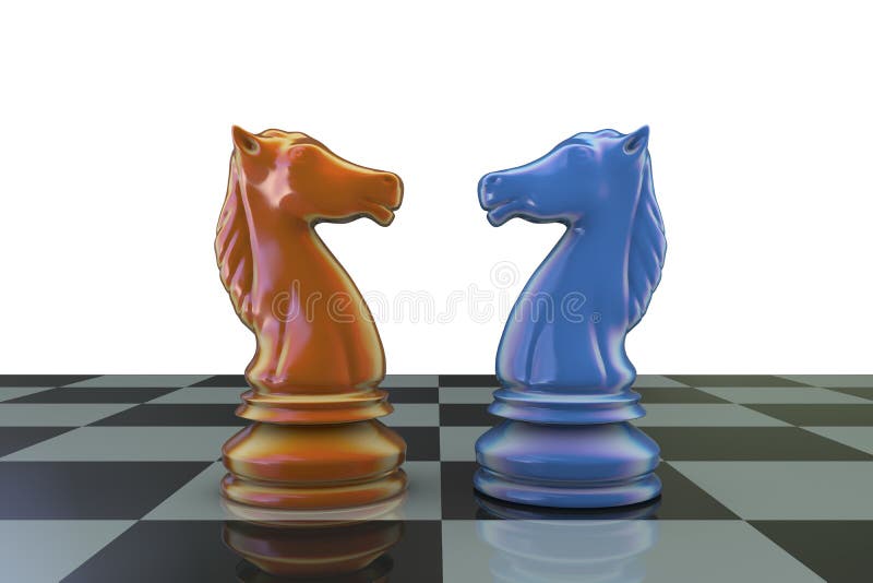 Chess Knights on Chess Board Stock Illustration - Illustration of ...