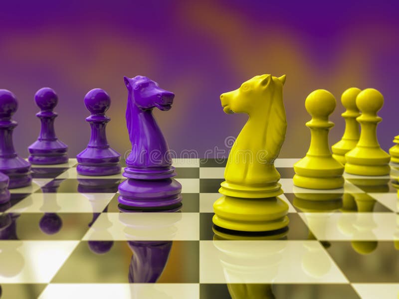 Chess Knights Looking at Each Other Stock Illustration - Illustration ...