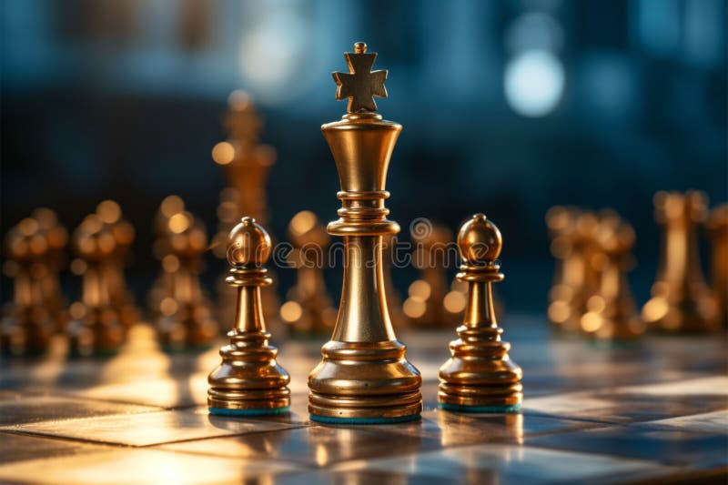 Chess Leadership King Chess Piece on the Board for Business Strategy ...