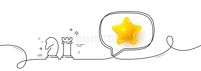 Chess Line Icon. Business Strategy Sign. Continuous Line with 3d Star ...