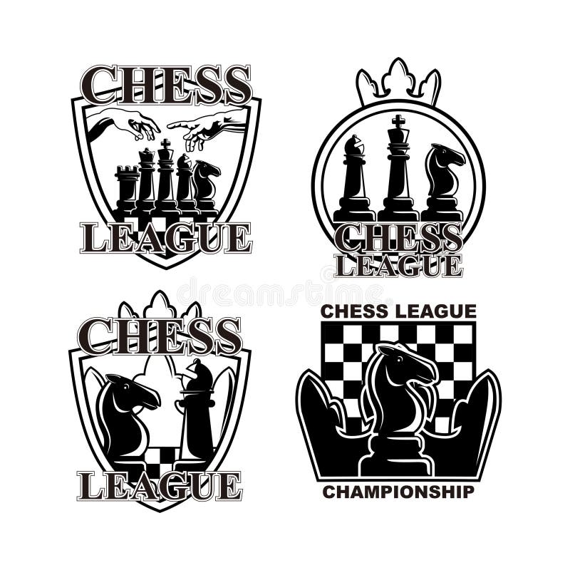 Chess Logo Symbol Silhouette Elegant Black and White Vector Badge Set ...