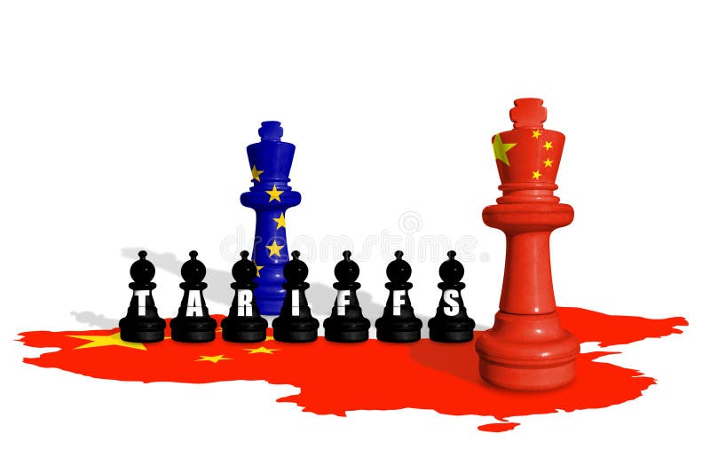 Chess Made from EU and China Flags. Europe Union and China Trade ...