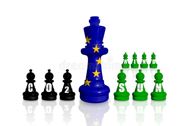 Chess Made from EU Flag. Wind and Sun is Alternative Source of ...