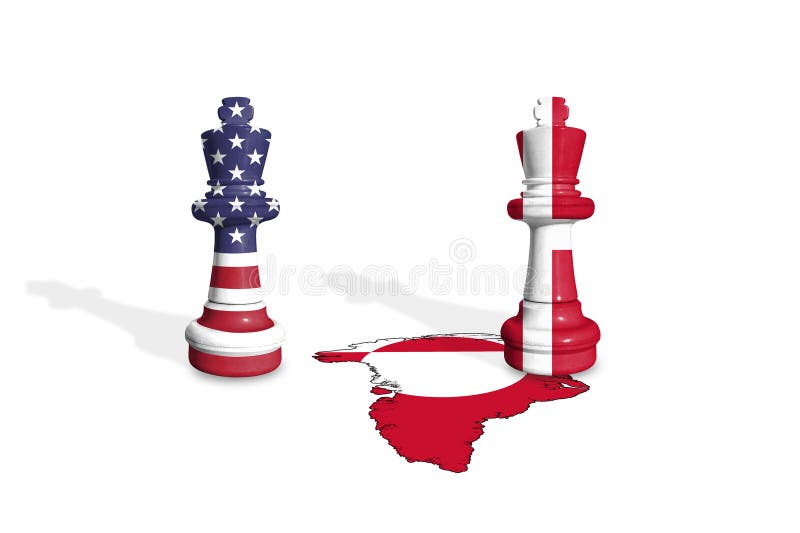 Chess Made from USA and Denmark Flags on Greenland Map Stock ...