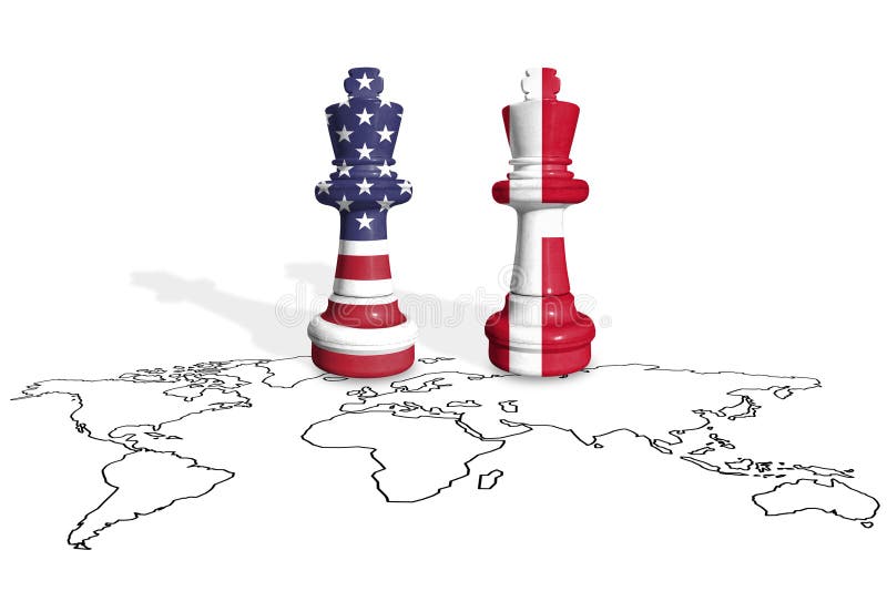 Chess Made from USA and Denmark Flags on World Map Stock Photo - Image ...