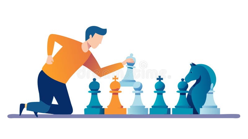 Chess Master Planning Move - Strategic Thinking Concept, Vector Design ...