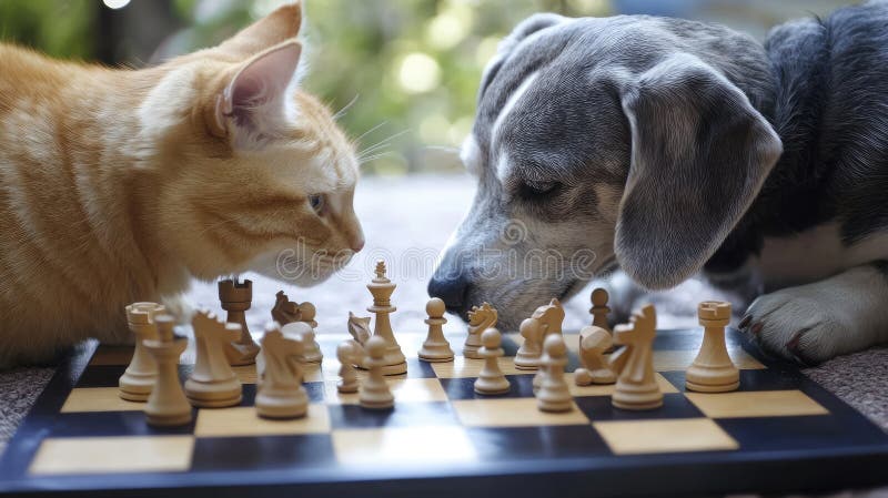 Chess Match: Cat Vs Dog stock illustration. Illustration of canine ...