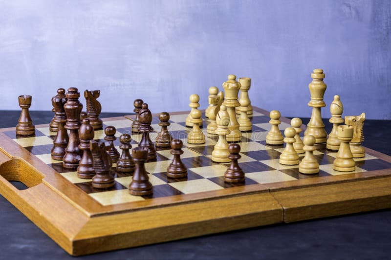 Chess Match is in Progress Wooden Chess Figures Pieces Board Stock ...