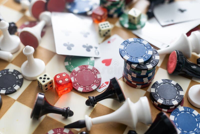 Chess and Other Gaming Accessories Stock Image - Image of spades, board ...