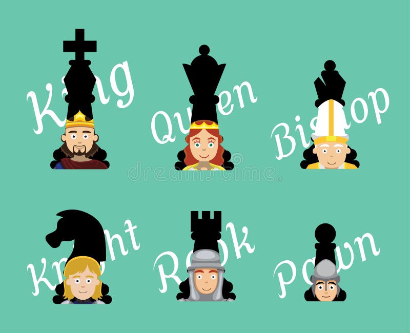Chess Outline Character Cartoons Vector Stock Vector - Illustration of ...