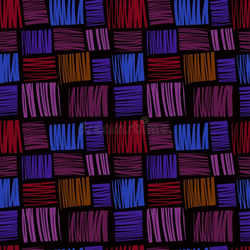 Chess Pattern. Seamless Vector Pattern of Colored Drawn Squares Stock ...