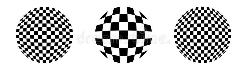 Chess Pattern Sphere Globe Set, Optical Illusion Checkerboard Ball ...