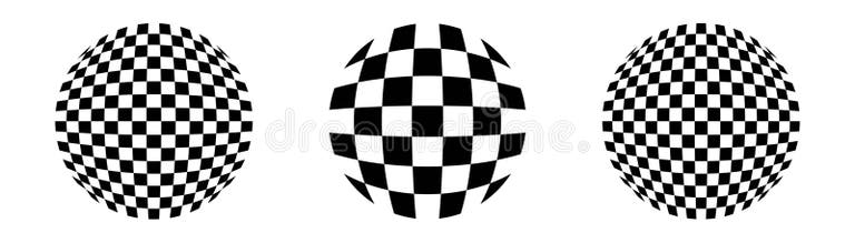 Chess Pattern Sphere Globe Set, Optical Illusion Checkerboard Ball ...