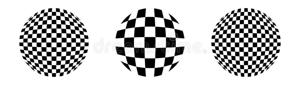 Chess Pattern Sphere Globe Set, Optical Illusion Checkerboard Ball ...