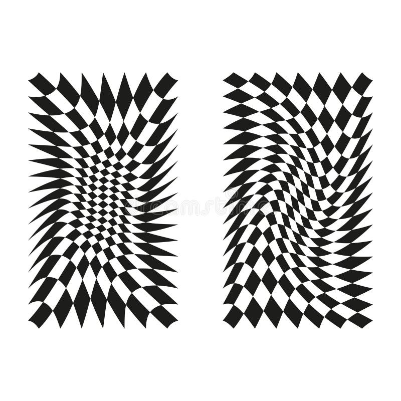 Chess Pattern Texture. Diamond Wave Background. Optical Illusion Design ...