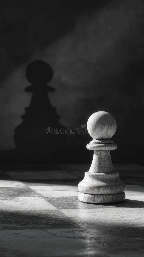 Chess Pawn Casting a Shadow of a King in Dramatic Lighting Stock Image ...