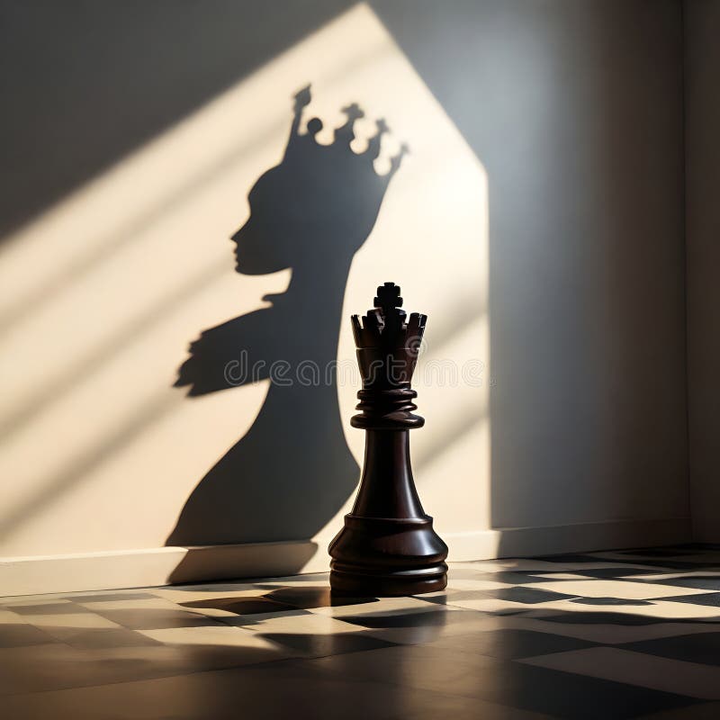 A Chess Pawn Casting the Shadow of a Large Human Queen Chess Piece on ...