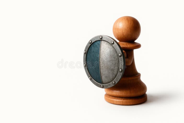 A Chess Pawn with a Metal Knight S Shield. Space for Text. Stock ...