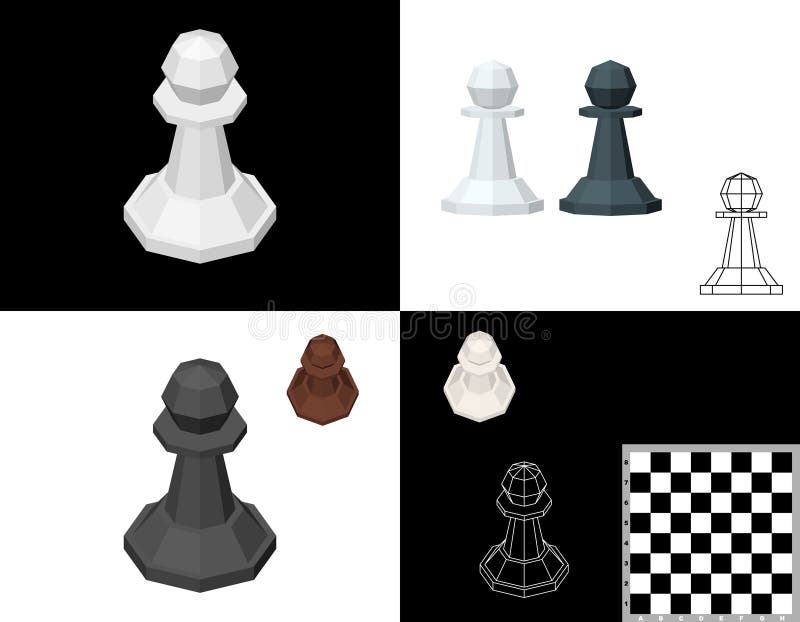 3D isometric chess pawn . stock vector. Illustration of black - 67059975