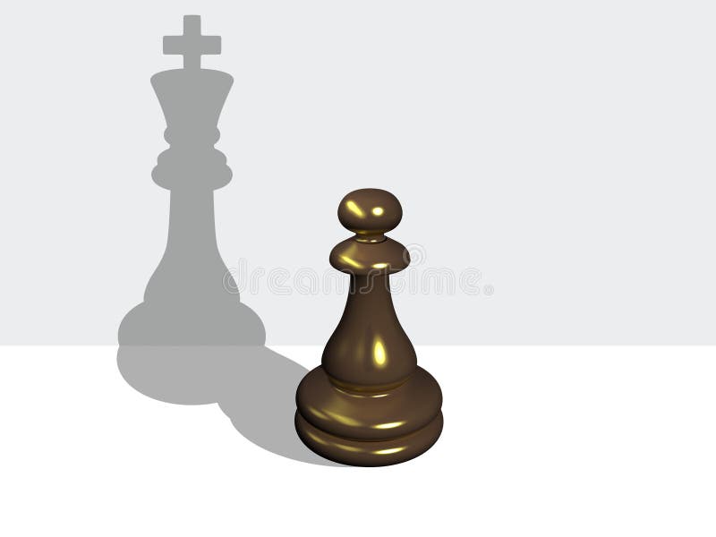 Chess Pawn with the Shadow of a King Stock Illustration - Illustration ...