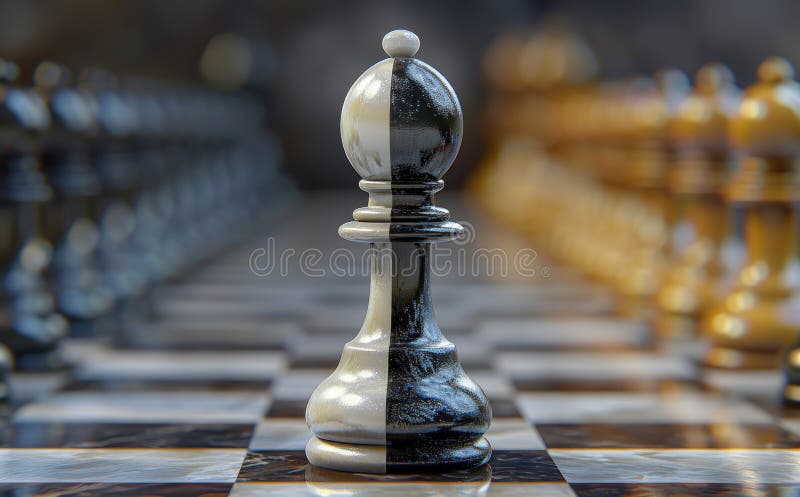 Chess Pawn Split in Black and White Hues, Symbolizing Choice and ...