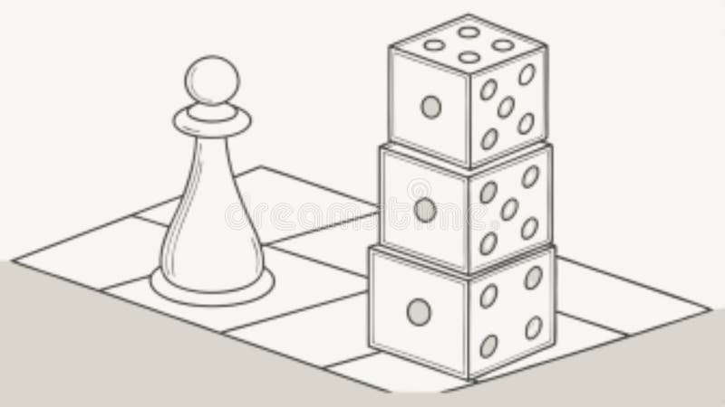 Chess Pawn and Stacked Dice, Strategy and Chance, Vector Design ...