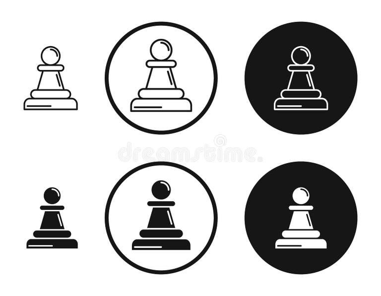 Chess Pawn Vector Icon Set in Black and White Outlines Stock Vector ...